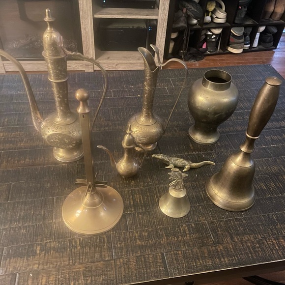 Accents | Vintage Brass Decor Collection Including Antique Teapots ...